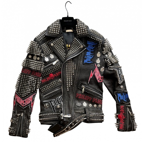 Philipp Plein | Jackets & Coats | Philipp Plein Spike Leather Biker ...